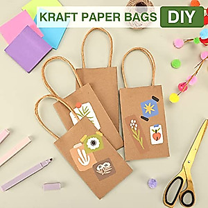 Moretoes 60pcs Small Kraft Paper Bags 6 x 3.5 x 2.4 Inches Mini Gift Bags with Handles Bulk Party Favor Bags Candy Bags