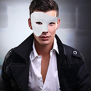 Half Face Men's Phantom Of The Opera Vintage Design Venetian Carnival Masquerade Mask (White)