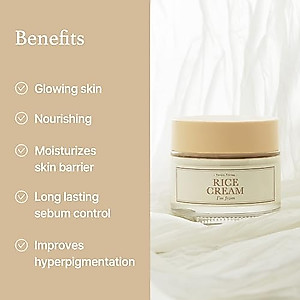 I'm from Rice Cream 1.69 Ounce, 41% Rice Bran Essence with Ceramide, Glowing Look, Improves Moisture Skin Barrier, Nourishes Deeply, Smoothening to Even Out Skin Tone, K Beauty