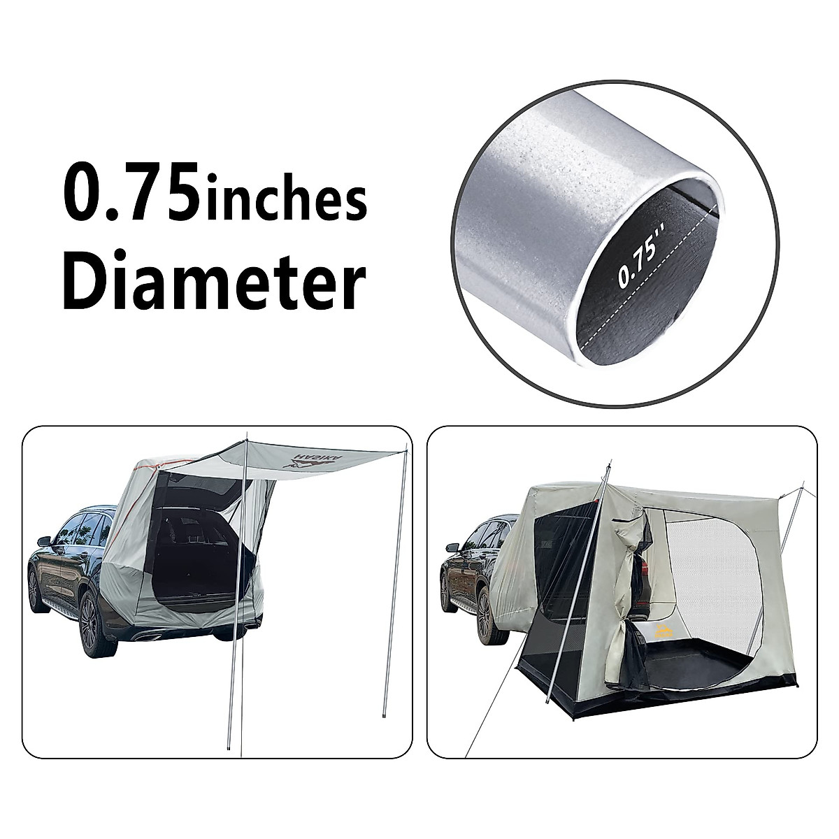 Hasika Camping Tent Pole Repair Kit Including Ropes Stakes Adjustable from 30" to 74.8" Replacement for Tarp Awning Rainfly 2 Set (10 Sections)