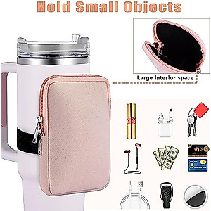 Water Cup Bottle Pouch Compatible for Stanley Tumbler Quencher Adventure 40oz & Stanley IceFlow 20/30 oz, Gym Running Water Bottle Fanny Pack Bag Accessories Handheld Caddy For Women Men (Pink)