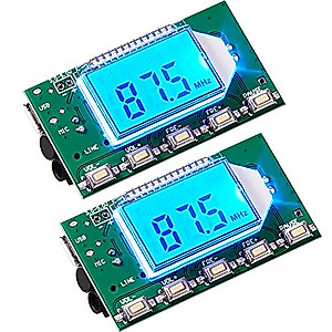 2 Pieces Digital FM Transmitter Module Stereo FM Transmitter DSP PLL 76.0-108.0MHz Stereo Frequency Modulation with LCD Display Line/USB/Mic Input, DC 3.0V - 5.0V