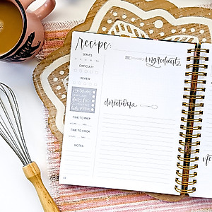 Recipe Book to Write in your Own Recipes - A Blank Recipe Journal, Family Cookbook, & DIY Organizer - Heirloom Quality Keepsake, Durable Hardcover Recipe Book with Gold Spiral Binder