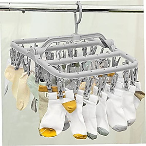 Gcroet Sock Dryer Folding Clothes Drying Rack Rotatable Plastic Underwear Hanger with 32 Windproof Clips Sock Dryer,Sock Hanger,Clothes Drying Hanger,Folding Sock Hanger,Clothes Drying Rack Clips
