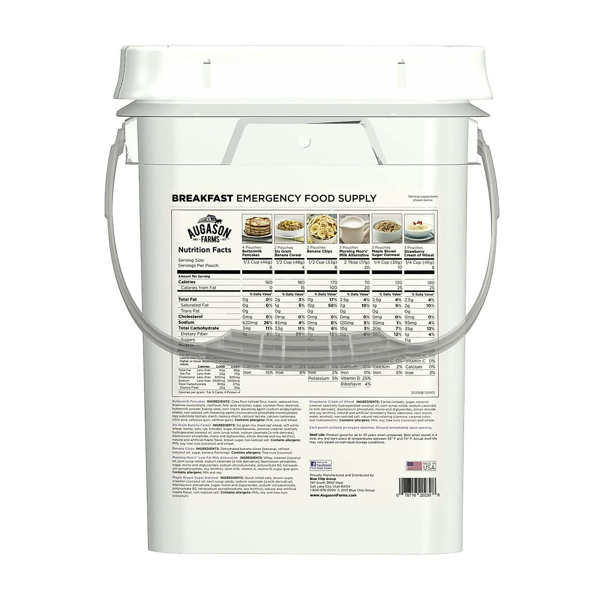 Augason Farms Breakfast Emergency Food Supply 4 Gallon Pail