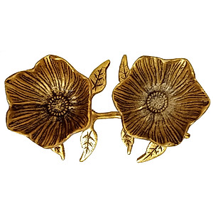 Purpledip Metal Serving Bowls Set: Flower Design Tray Platter,Gold (12514)