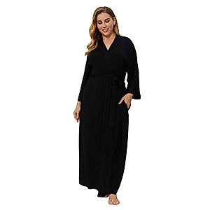 Super Shopping-zone Women's Plus Size Long Robes Kimonos Plus Size Maternity Robes Delivery Robes Sleepwear,Black 3X