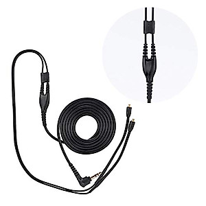 MMCX Replacement Headphone Cable, TPE Headphone Extension Cable with 3.5mm Plug for Shure se215 se425 se535 se846 ue900(Black Without mic)