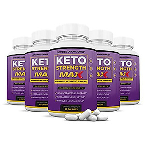 (5 Pack) Keto Strength Max 1200MG Pills Includes Apple Cider Vinegar goBHB Strong Exogenous Ketones Advanced Ketogenic Supplement Ketosis Support for Men Women 300 Capsules