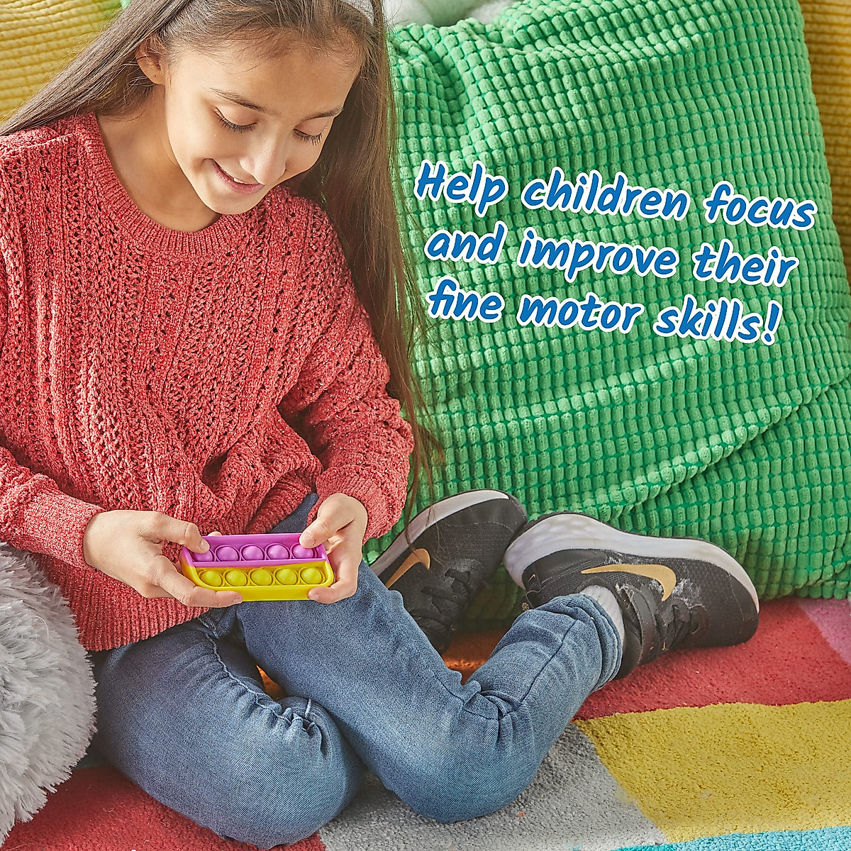 hand2mind Ten Frame Sensory Bubble Poppers, Pop Fidget Toys for Kids, Counting Math Manipulatives Kindergarten, Fidgets for Classroom, Calm Down Corner Supplies, Easter Basket Stuffers (Set of 6)