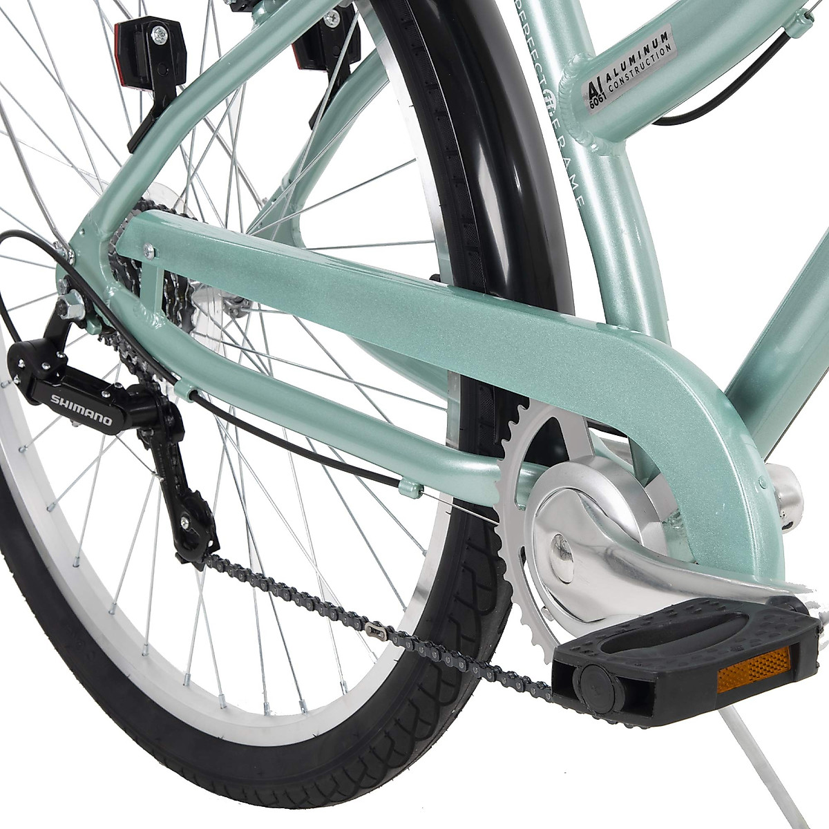 Huffy Hyde Park Womens Comfort Bike, 7 Speed, 27.5 Inch Wheels, Gloss Mint