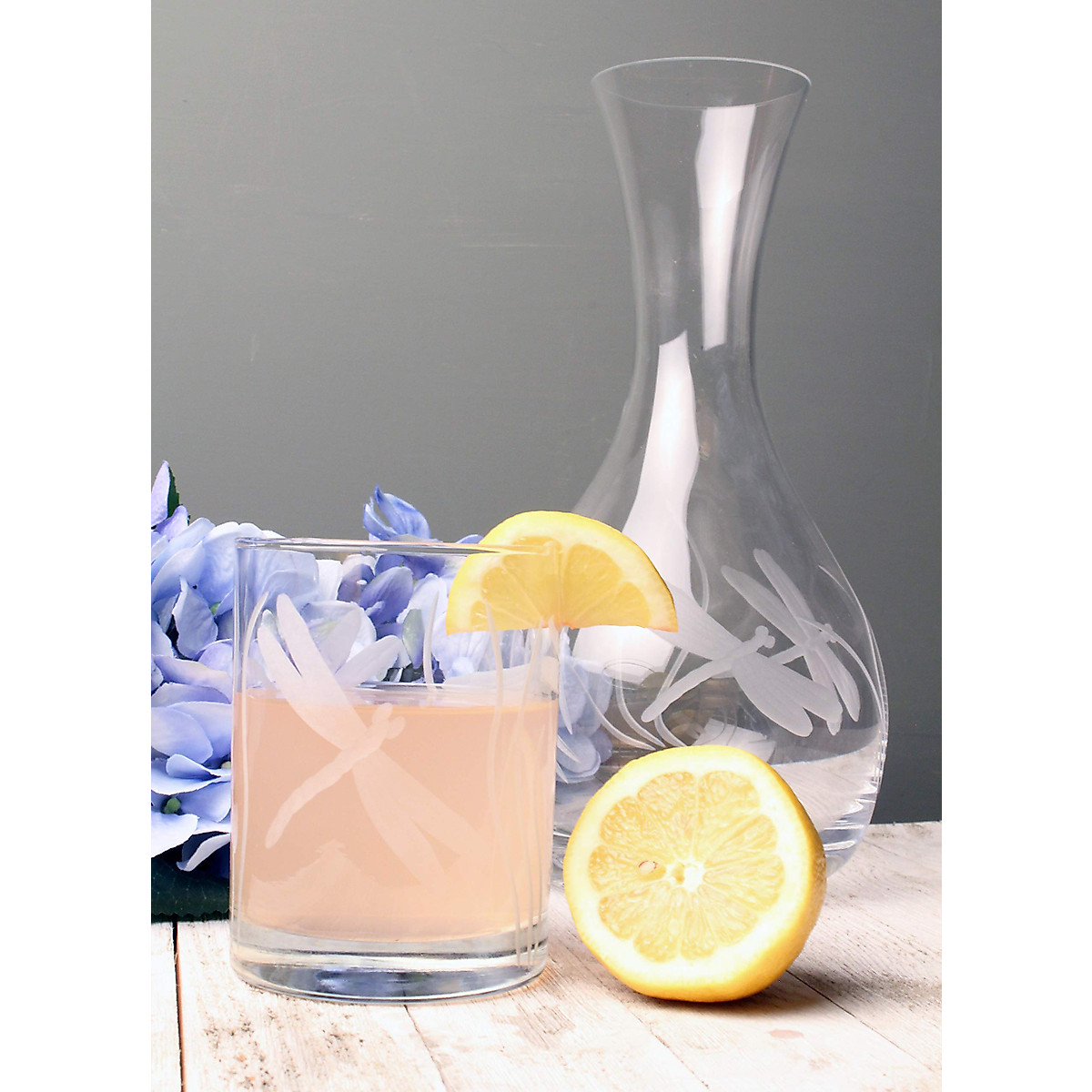 Rolf Glass Dragonfly Double Old Fashioned Glass 13 ounce | Whiskey Glass Set of 2 | Lead-Free Glass | Etched Tumbler Glasses | US Made (Set of 2)