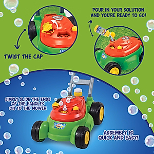 Maxx Bubbles Deluxe Bubble Lawn Mower Toy – Includes 4oz Bubble Solution | Outdoor Bubble Machine for Kids | Easy to Use, No Batteries Required | Amazon Exclusive, Red – Sunny Days Entertainmen