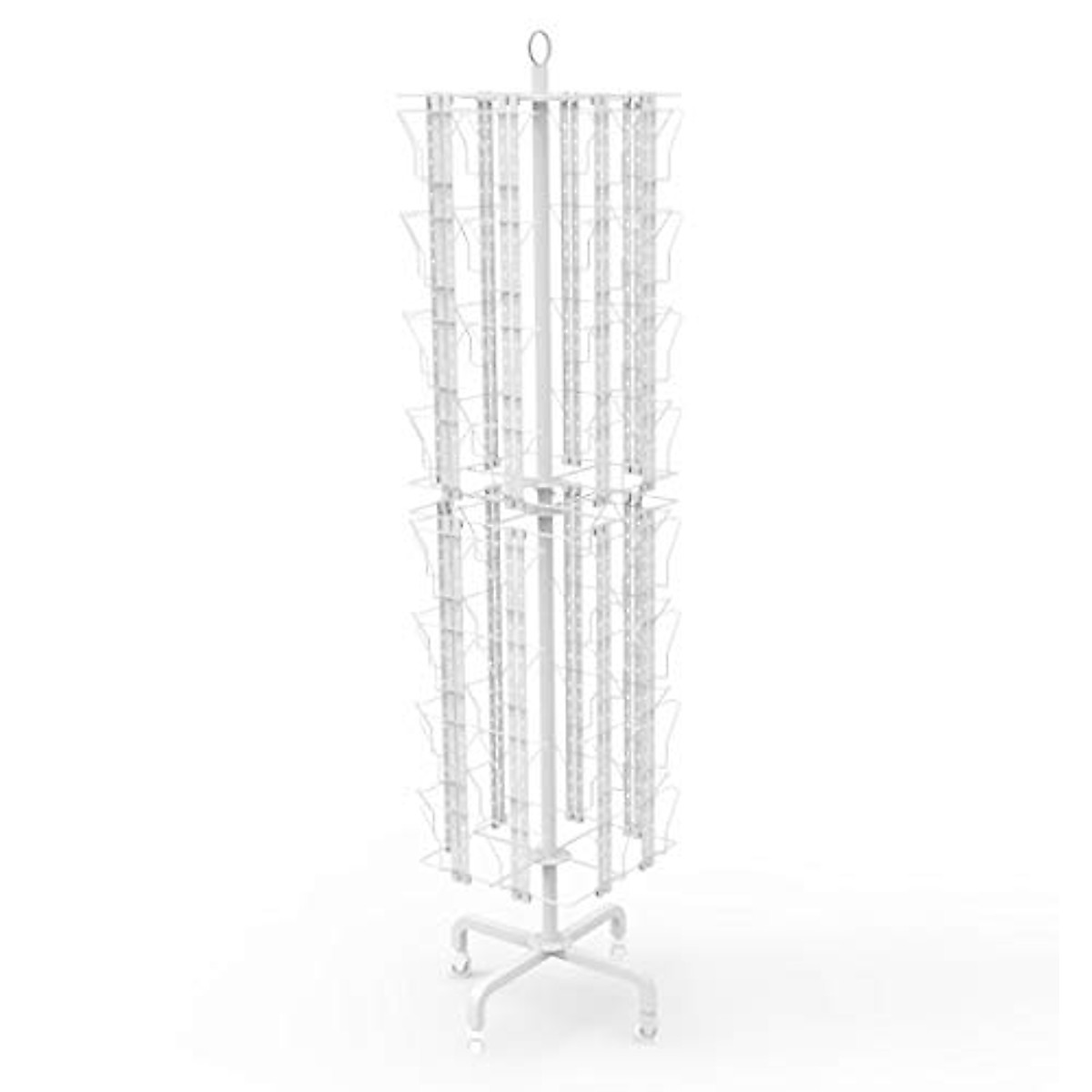 64 Adjustable Pockets Display Rack 5x7 7x5 up to 9.3" Wide X 8" Tall Cards, 1.27" deep Pockets, Double Tier Greeting Post Card Christmas Holiday Spinning Rack Stand Black 11603-M-DOUBLE-BLK-NF