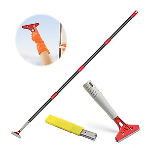 Floor Scraper, Long Handle Floor Scraper Heavy Duty, Metal Paint Scraper with 10PCS Extra Blades Scraper for Cleaning Windows Glass, Tiles, Wall, Floor