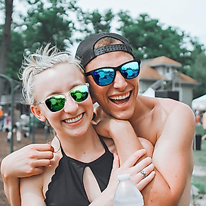 MEETSUN Polarized Sunglasses for Women Men Classic Retro Designer Style UV400 Protection (Clear Frame/Green Mirrored Lens, 54)