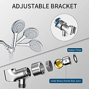 DOILIESE Shower Heads with Handheld Spray 5-Mode,Anti-clog Nozzles Shower Heads High Pressure,Hand Held Shower Head with Long Hose 60inch Chrome