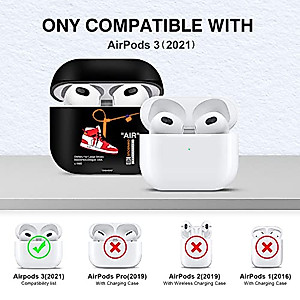 Gedicht for Airpods 3rd Generation Case Air Sports Shoes with Lanyard, Protective TPU Soft Cases Cover Rugged for Apple Airpod 3 Case with Keychain for Women Men，Black Red