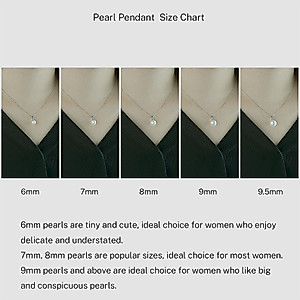 8mm Round Pendant Single Pearl Necklace Sterling Silver Freshwater Cultured Pearl Necklace for Women