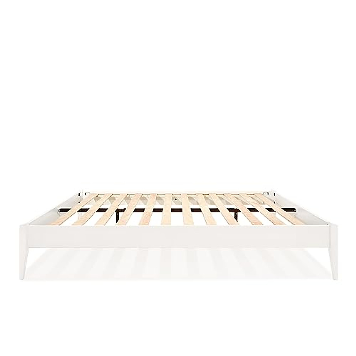 Bme Dinkee Signature Ivory White King Bed Frame Without Headboard - Modern & Minimalist Style with Acacia Wood - 12 Strong Wood Slat Support - Easy Assembly - No Box Spring Needed