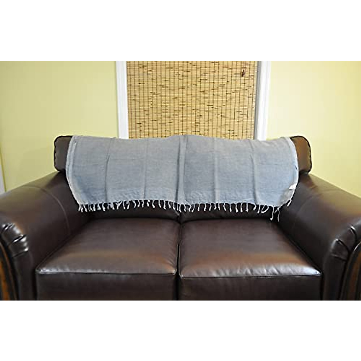 Stonewashed Turkish Throw Blanket in Denim Grey Blue, Soft, Cozy and Lightweight, Perfect for Use as a Love Seat or Sofa Throw, Partical Bed Cover, Beach Blanket or Yoga Blanket