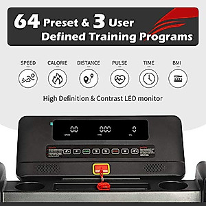 ADVENOR Treadmill Motorized Treadmills 2.5 HP Electric Running Machine Folding Exercise Incline Fitness Indoor (Black)