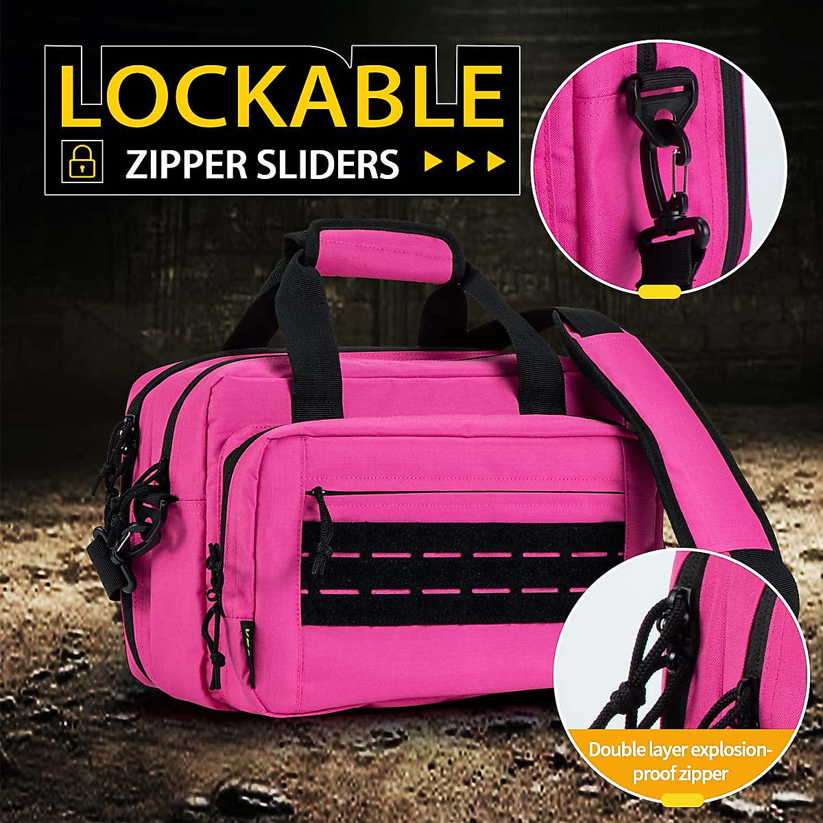 VEAGIA Range Bag,Pistol Case,Gun Range Bags For Handguns And Ammo Pouch 2 Pistols Soft Carrying Shooting Bag (Pink)