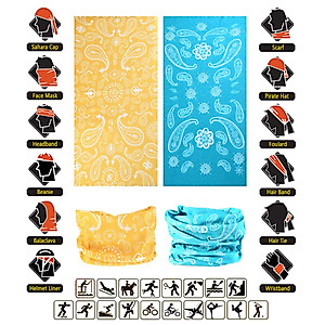 VANCROWN Headwear Wide Headbands Scarf Head Wrap Mask Neck Warmer (9PC.Paisley Series.1)
