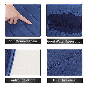 uxcell Memory Foam Bath Mat, Absorbent Runner Kitchen Rug, Soft and Comfortable Runner Floor Mat for Kitchen Bathroom Floors 16" x 47", Blue