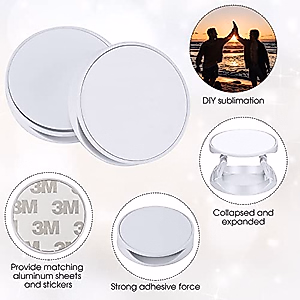 40 Pieces Blank Sublimation Phone Grip Holders Include 40 Collapsible Brackets and Sublimation Aluminum Sheets and Double-Sided Stickers DIY Expanding Finger Stand for Smartphones and Tablets (White)