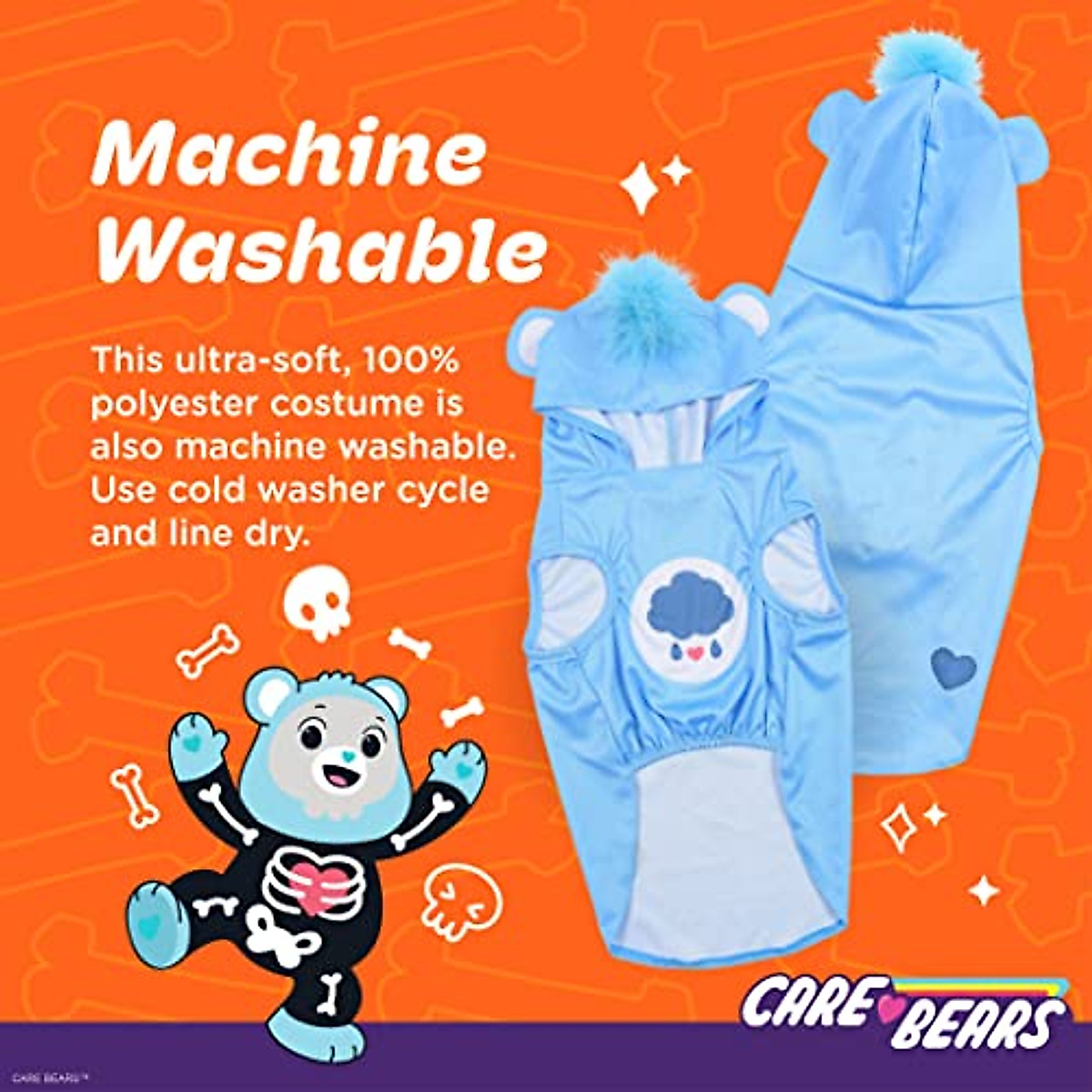 Care Bear for Pets Halloween Grumpy Bear Sleeveless Hoodie - XS | Cozy Hoodie for Dogs | Fun and Cute Halloween Costumes for Dogs| Officially Licensed Care Bears Pet Products