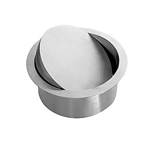 Built-in Countertop Trash and Waste Chute Lid - Round Stainless Steel Balance Flap Cover Flush Trash Grommet Swing Trash Can Lid