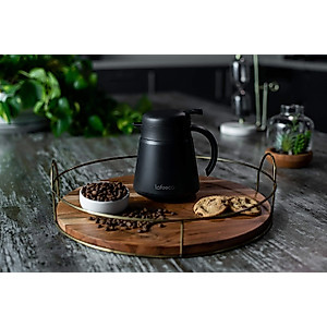 Lafeeca Thermal Coffee Carafe Tea Pot Stainless Steel, Double Wall Vacuum Insulated | Cool Touch Handle | Hot & Cold Retention | Non-Slip Silicone Base | BPA Free Black