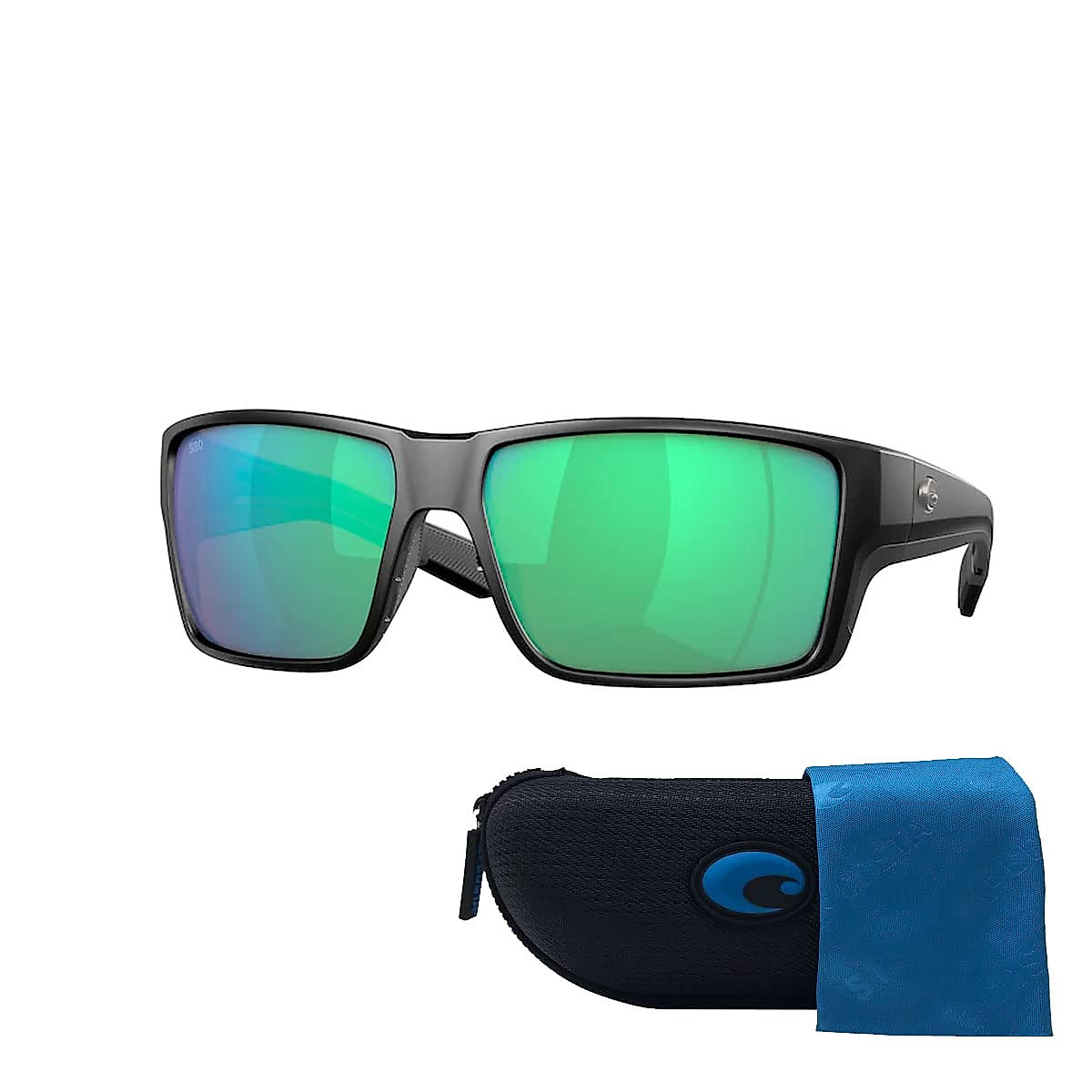 Costa Del Mar Reefton Pro 6S9080 908007 63MM Grey/Blue Mirror 580G Glass Polarized Rectangular Sunglasses for Men + BUNDLE with Designer iWear Eyewear Kit