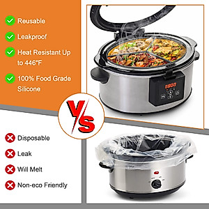 Slow Cooker Liners, Slow Cooker Silicone Liners, for 6 QT Crockpot, Reusable Crock Pot Liners, Easy Clean & Dishwasher Safe Cooking Silicone Liners (Gray)