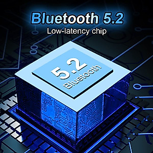 RUSAM GA33 TWS Game Earbuds True Wireless Stereo Headset Low Latency Bluetooth 5.2 Headphones Wireless Deep Bass Touch Control Earbuds HD Physical Noise Cancellation Earphones,White