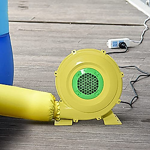 Outsunny Electric Air Blower 750-Watt Fan Blower Compact and Energy Efficient Pump Indoor Outdoor for Inflatable Bounce House, Bouncy Castle and Pneumatic Swimming Pool, Yellow