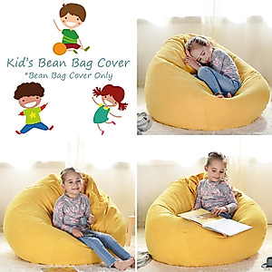 YuppieLife Stuffed Animals Bean Bag Chair Cover Candy-Colored Bean Bag（Just Cover, No filling）/Large Stuff 'n Sit Organization/Toy Storage Bag/Kids Toys Organizer（38'',Ginger）