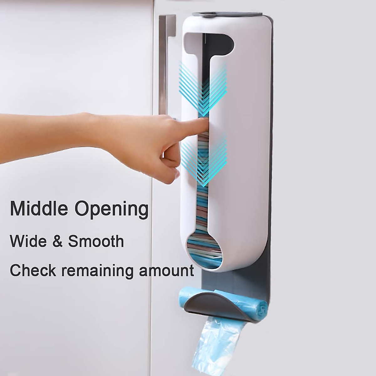 Obsoorth Wall Mounted Plastic Bag Holder Lightweight AdhesiveLarge Capacity Easy-Access Opening Grocery Bag Storage Dispenser for Kitchen Bathroom Office