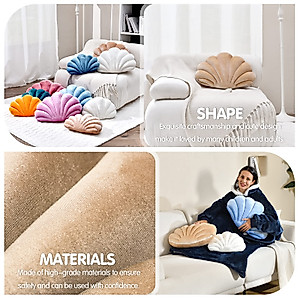 Sioloc Shell Pillows,Seashell Shaped Accent Throw Pillows,Decorative Pillow Cushion Floor Pillow for Couch Bed(Beige,13 X 10 in)