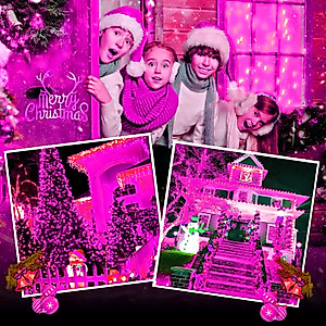 FULLBELL Valentines Day Decorations Pink Lights Cherry Blossom Lights Flower String Lights 33 Feet 100LED 8 Modes Wedding Party Indoor Flower Lights Bedroom Birthday Pink Room Decor (Pink)