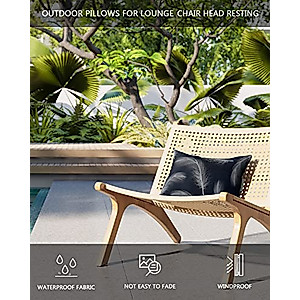 Recliner Head Pillow Ledge Loungers Chair Pillows with Insert White Gradient Feather Blue Background Lumbar Pillow with Adjustable Strap Outdoor Waterproof Patio Pillows for Beach Pool Chair, 2 PCS