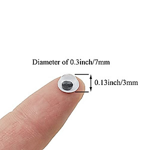 HAHIYO 450PCs 7MM/0.3Inch Black Self Adhesive Wiggle Googly Eye Mini Plastic Easy Peel Off Googly Eye Round Sticker Eye Realistic Eyeball Decorative Wiggle Eye for Halloween DIY Craft Pompom Slime