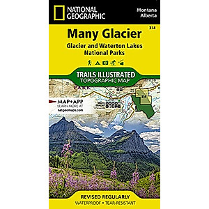 Many Glacier: Glacier and Waterton Lakes National Parks Map (National Geographic Trails Illustrated Map, 314)