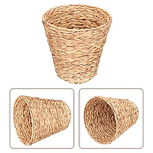 NOLITOY Natural Grass Sundries Nursery for Laundry and Clothes Woven Wicker Living Bedroom Hyacinth Bucket Basket Room Cm Holder Round Recycle Small Vase Hamper Flower Bathrooms Straw