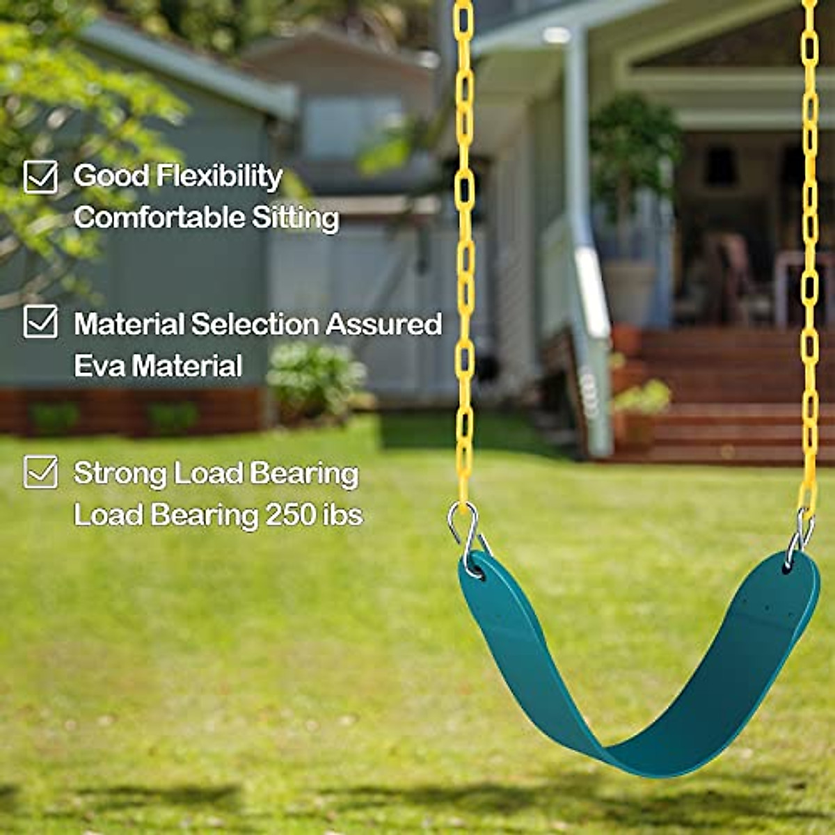 Highpro Swings Seats Heavy Duty with 65 Inches Chain Plastic Coated and 2 Hooks, Playground Swing Set Accessories Replacement, Support 250lb (Green)
