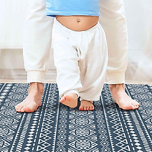 vivorug Washable Rug, Ultra Soft Area Rug 5x7, Non Slip Abstract Rug Foldable, Stain Resistant Rugs for Living Room Bedroom, Moroccan Fuzzy Rug (Navy, 5'x7')