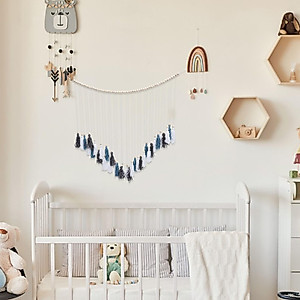 Garneck Fringe Beaded Garland Hanging Tassel Bead Small Wood Bead Garland Wood Beaded Pendant Tassel Garland Beads Yarn Wall Hanging Bead Garland Decor Decorative Beads Wooden Beads lace