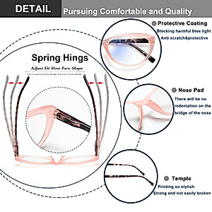 EYEURL 4 Pack Cat Eye Reading Glasses for Women, Blue Light Blocking Readers Lightweight Spring Hinge Anti Eyestrain UV Fashion Eyeglasses +1.50