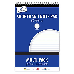 Just Stationery Shorthand Notebook 3 Pads, 150 Sheets